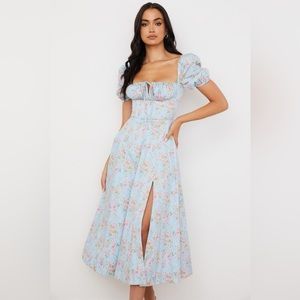 House of CB | Dresses | House Of Cb Tallulah Blue Vintage Floral Puff ...